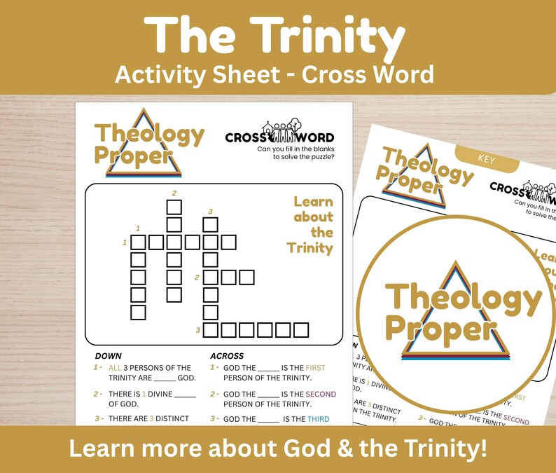 Christian Activity Sheet - Theology Proper - Crossword - Etsy
