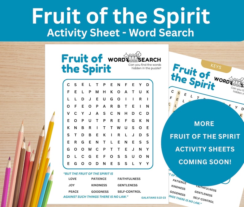 Christian Activity Sheet - Fruit of the Spirit - Etsy