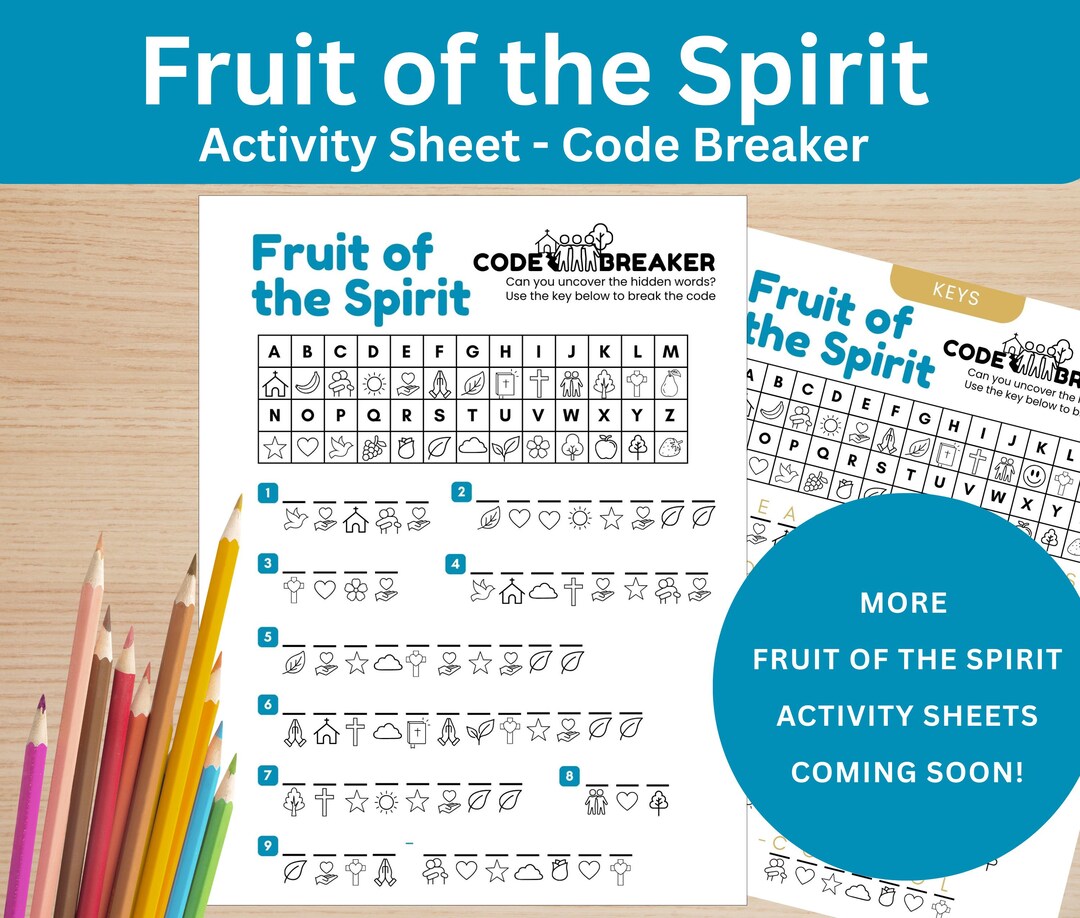 Christian Activity Sheet - Fruit of the Spirit - Code Breaker - Etsy