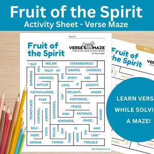 Christian Activity Sheet - Fruit of the Spirit - Verse Maze - Etsy