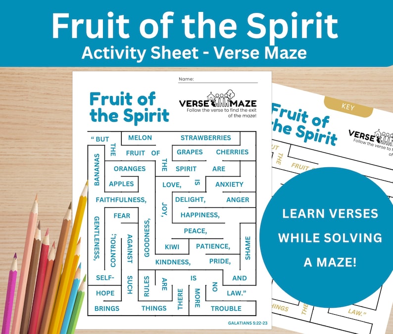 Christian Activity Sheet - Fruit of the Spirit - Verse Maze - Etsy