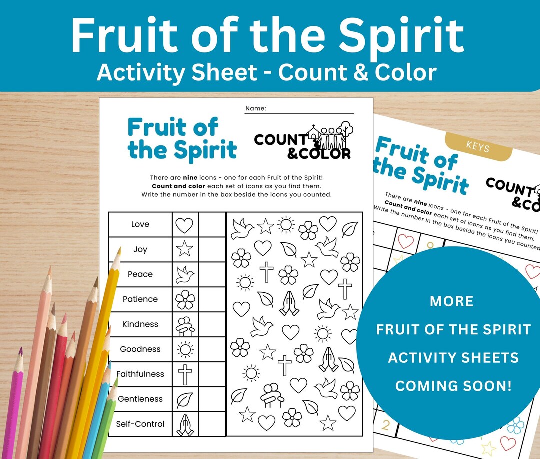 Christian Activity Sheet - Fruit of the Spirit - Count & Color - Etsy