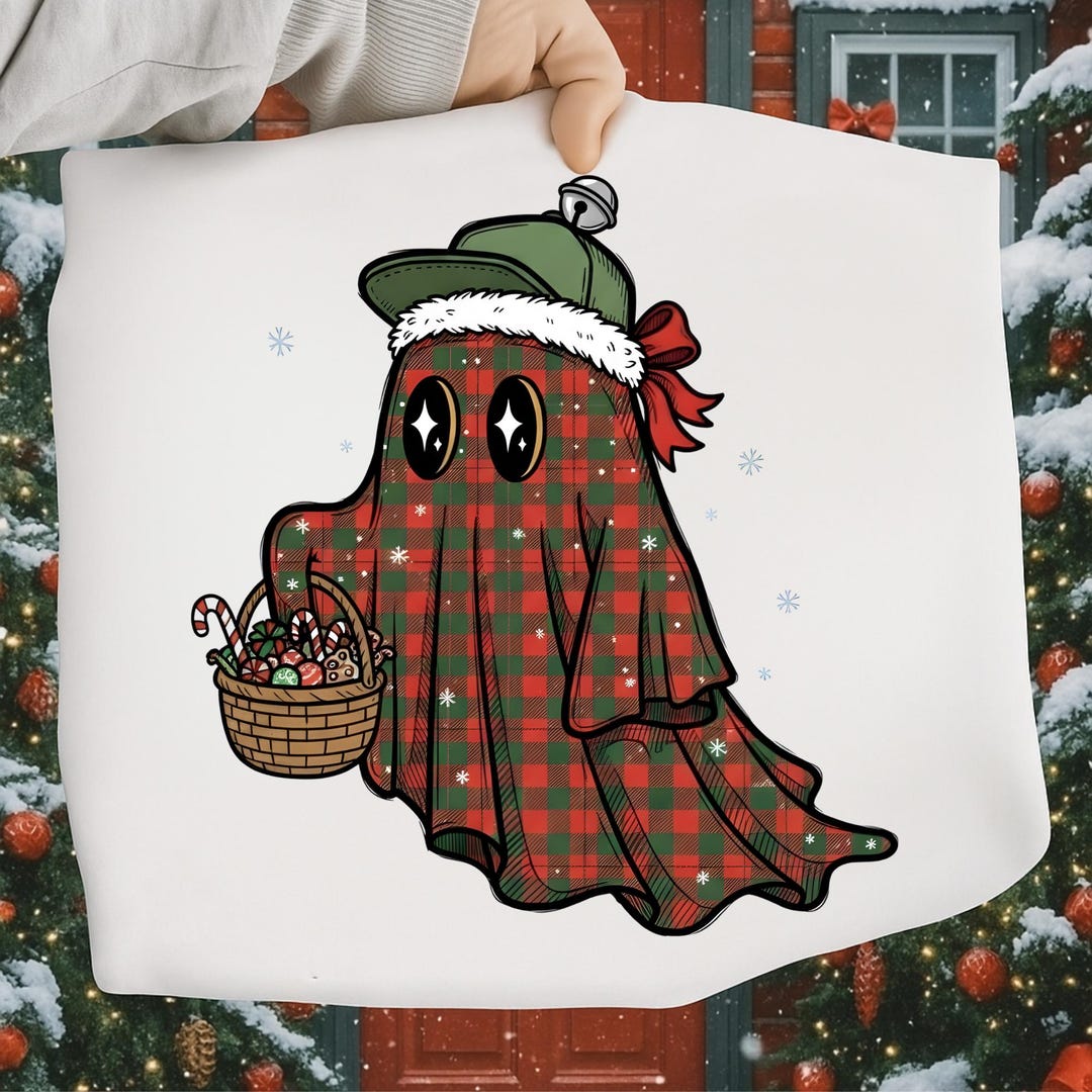 Plaid Ghost PNG, Christmas Plaid Sublimation, Spooky Holiday Plaid DTG ...