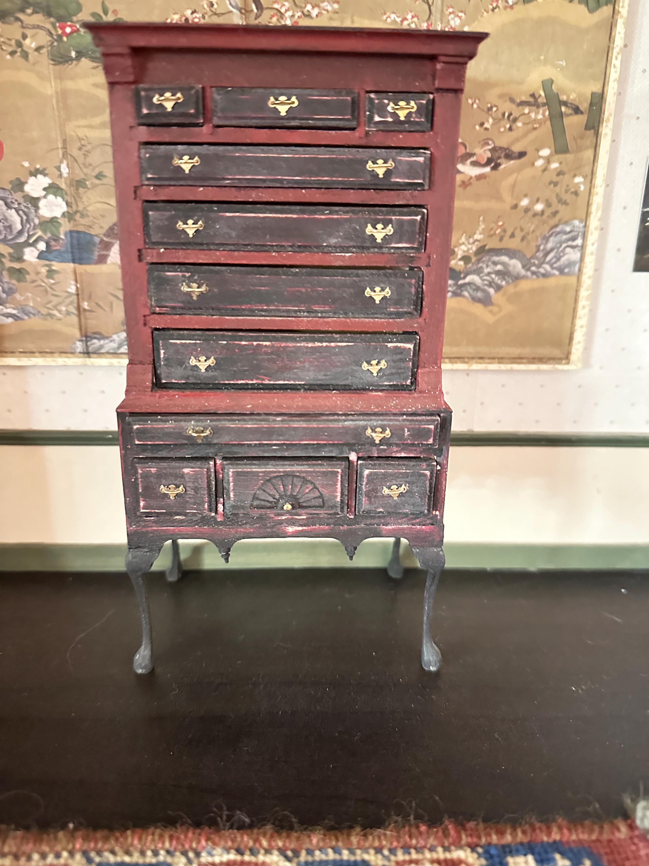 Miniature Chippendale Flat Top Highboy 1:12 Scale for a Dollhouse - Etsy