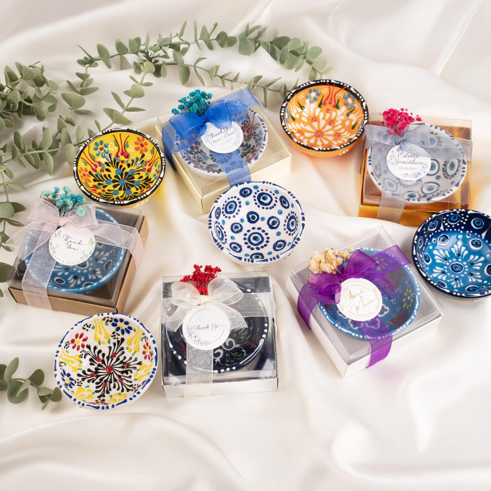 Handmade Mexican Ceramic Favor Bowls: Personalized Wedding Guest Gifts ...