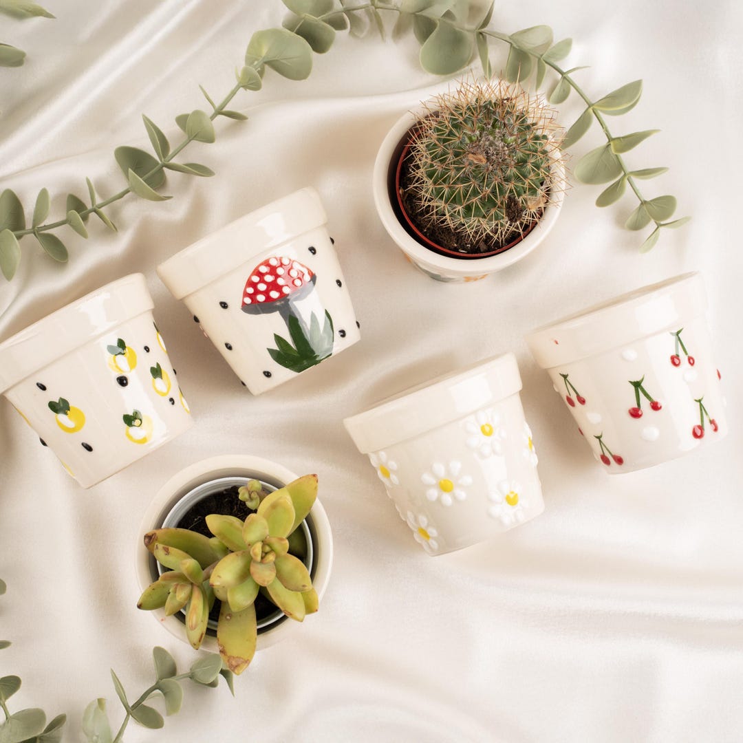 Mini Ceramic Planter Set: Handmade Pottery Succulent Pots, Set of 6 - Etsy