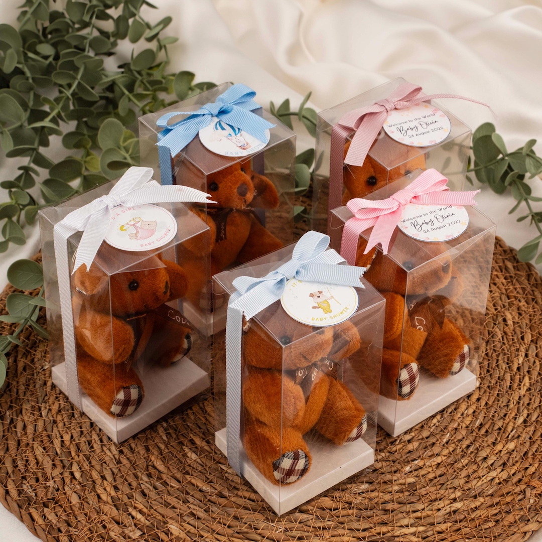 Mini Plush Teddy Bear Keychains – Baby Shower or Baptism Favors in Bulk ...