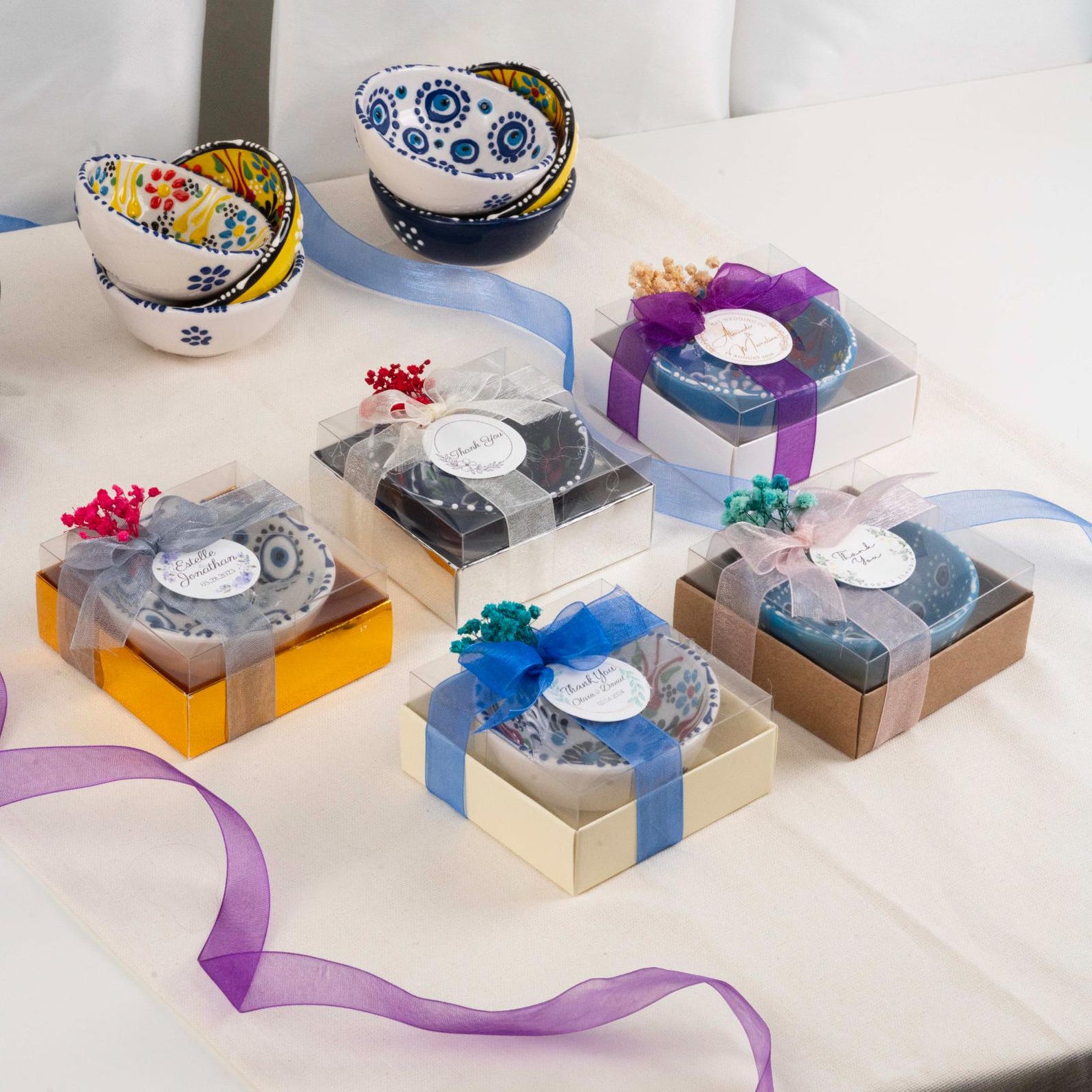 Handmade Mexican Ceramic Favor Bowls: Personalized Wedding Guest Gifts ...