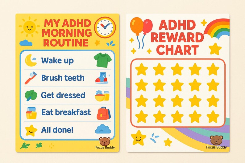 My ADHD Morning Routine Chart + Reward Tracker – Printable Kids Visual ...