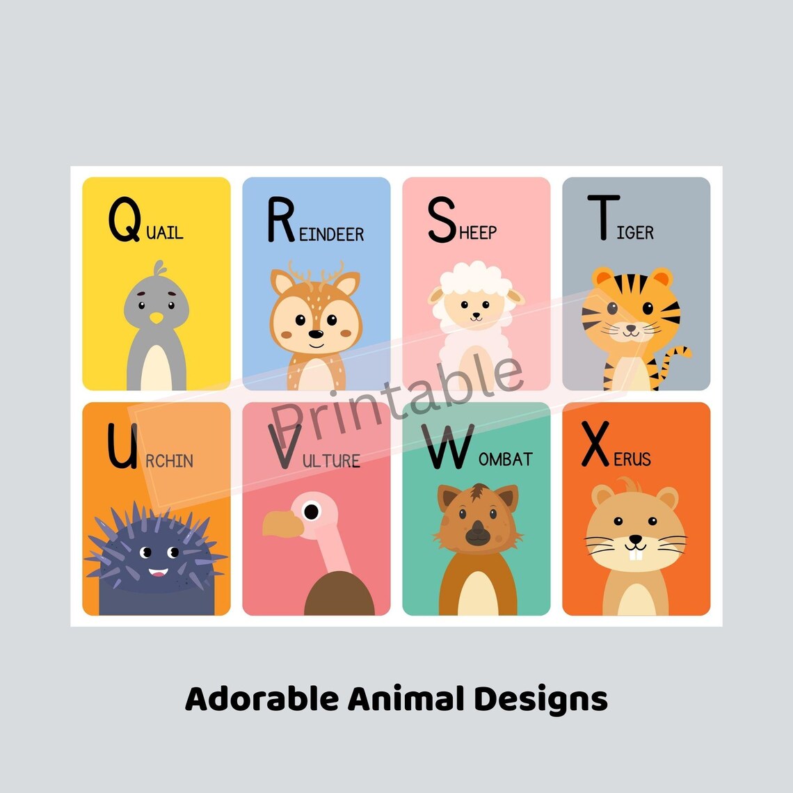 Cute Animal Alphabet Flashcards | Printable ABC Cards for Kids ...