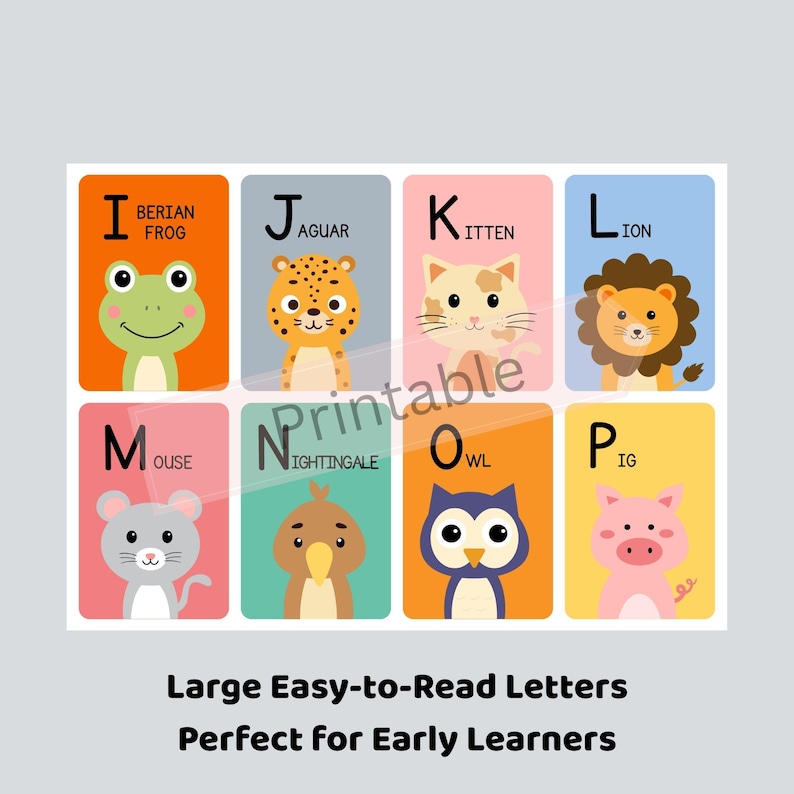 Cute Animal Alphabet Flashcards | Printable ABC Cards for Kids ...