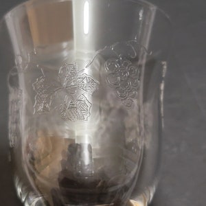 4 Grape & Grape Leaf Etched Glass Mismatch Liqueur or Cordial Glasses ...