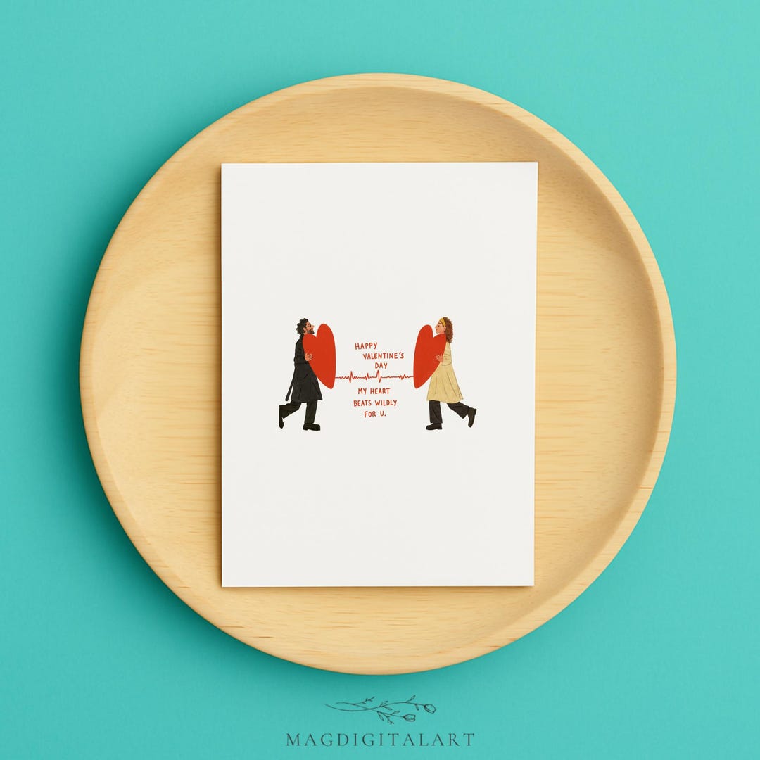 Modern Valentine’s Day Card for Couple With Heartbeat Design, Funny ...