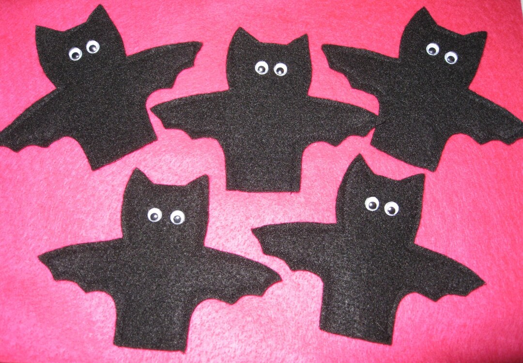 5 Little Bat Finger Puppets With Original Rhyme. Handcrafted From Felt ...