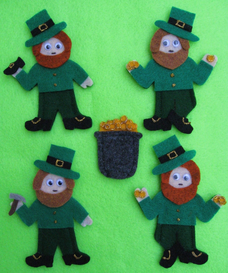 Leprechauns & Pot of Gold Finger Puppets With Laminated Rhyme - Etsy