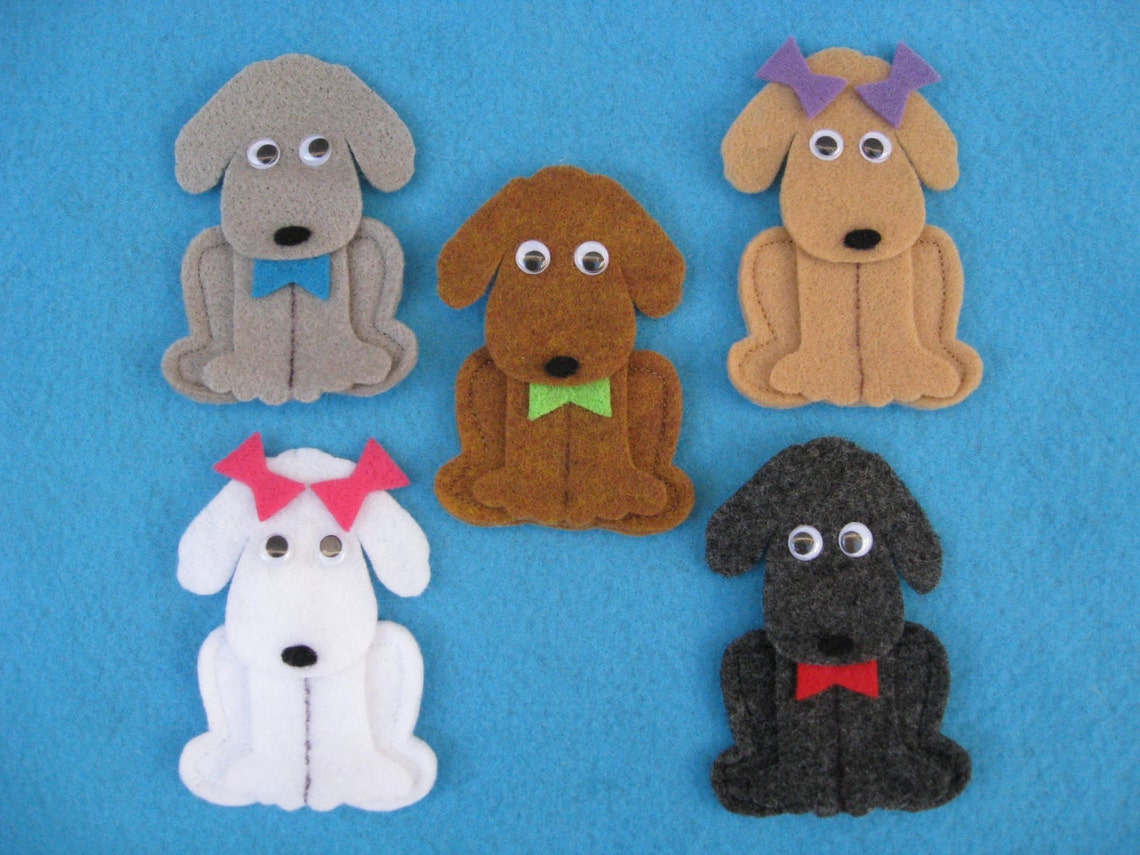 Puppy Finger Puppets. Set of 5 W/original Rhyme. Handcrafted. - Etsy