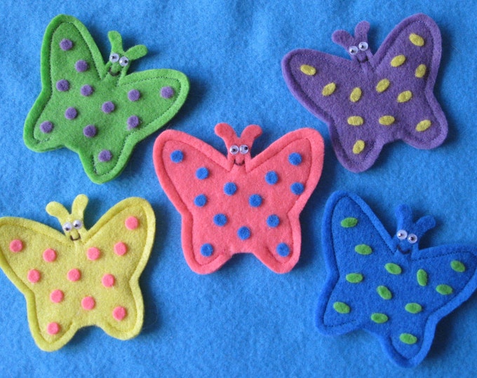 5 Little Butterflies Finger Puppets With Rhyme | Etsy