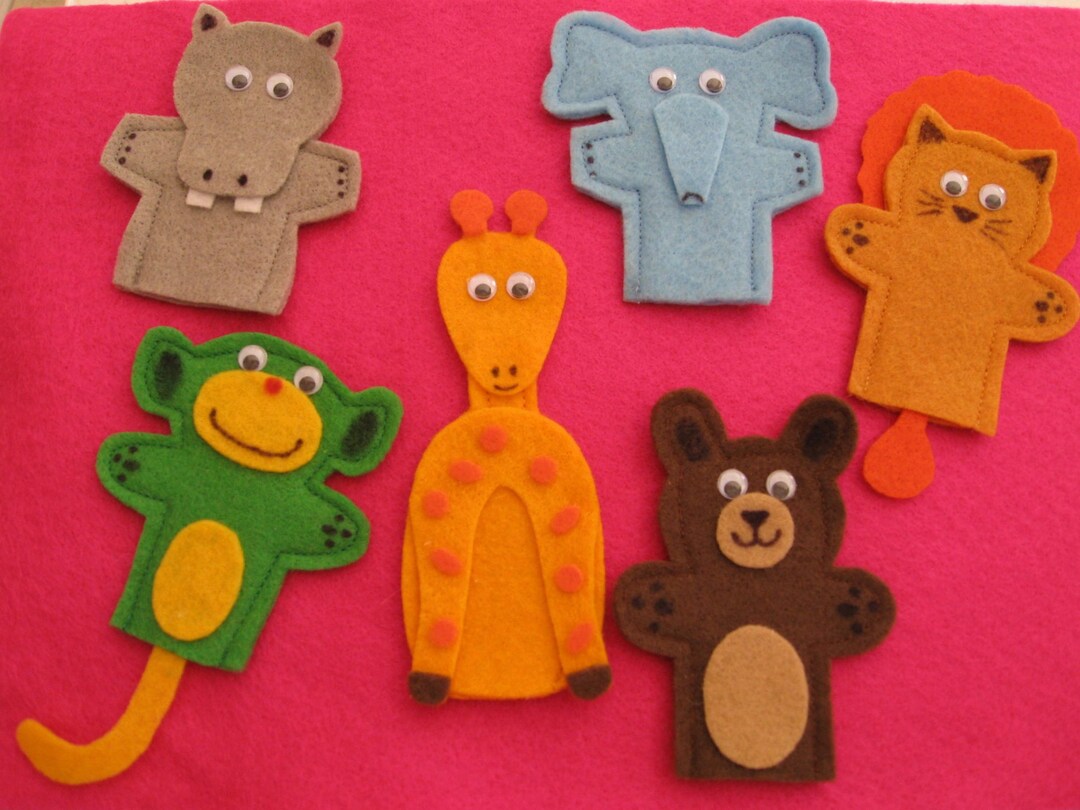 Zoo Animal Finger Puppets, Handcrafted, Preschool. Lion, Monkey, Bear ...