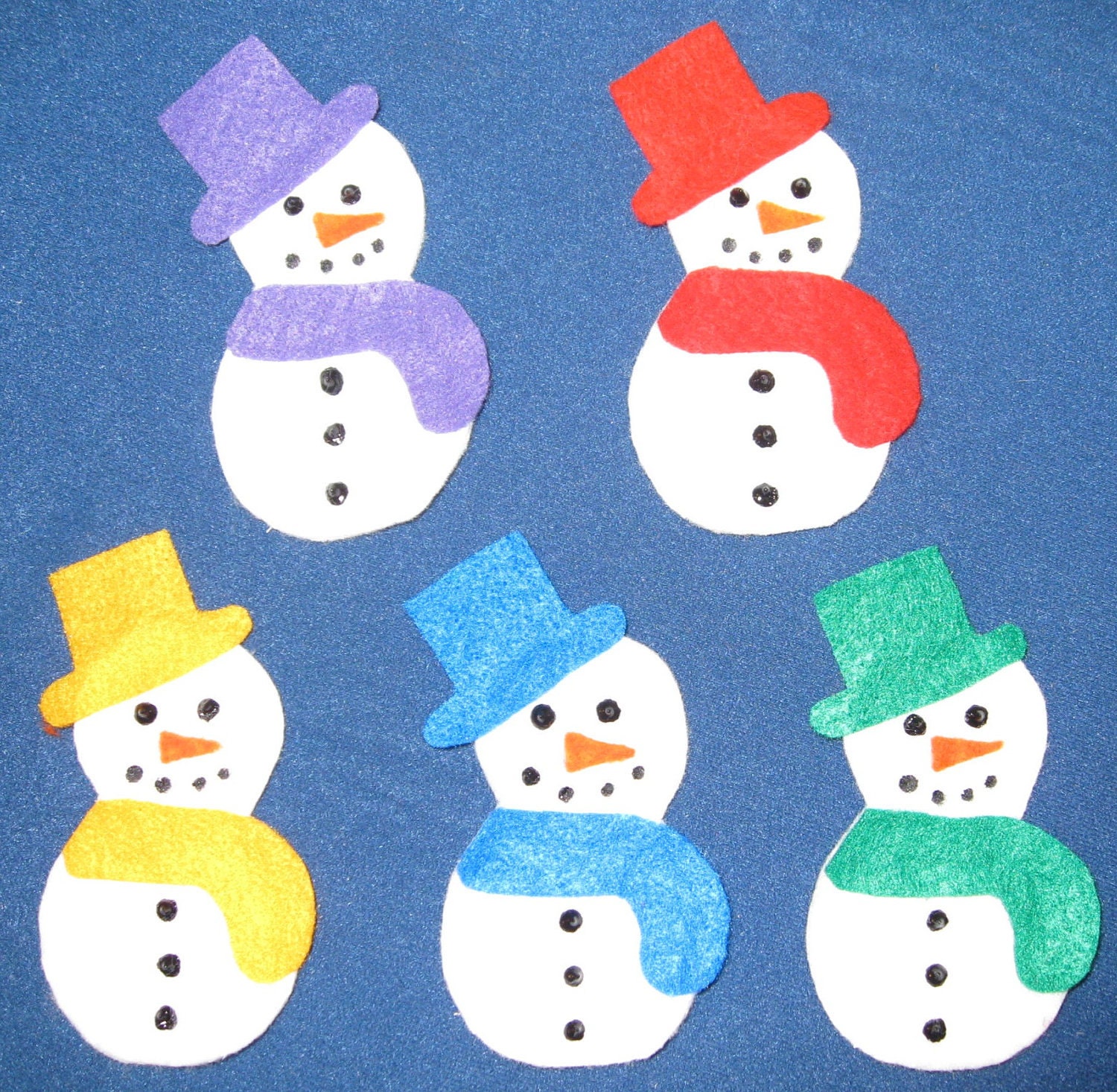 5 Snowmen Felt Finger Puppets With Laminated Rhyme - Etsy