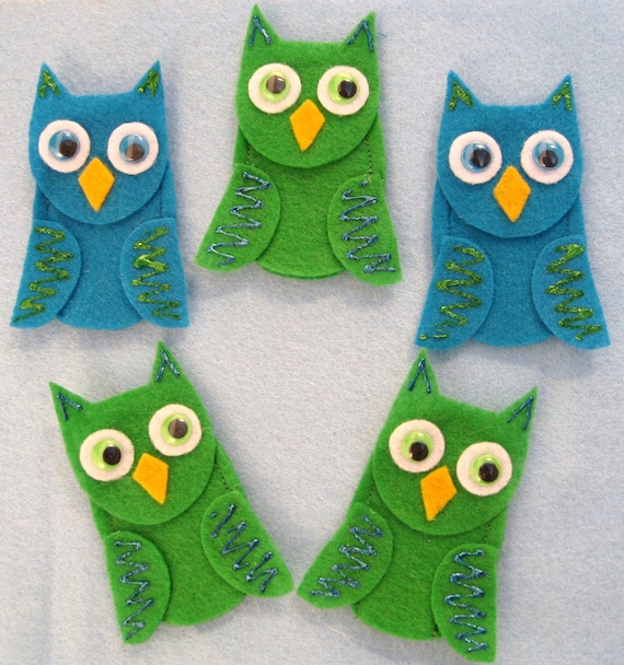 5 Owl Felt Finger Puppets With Laminated Rhyme | Etsy