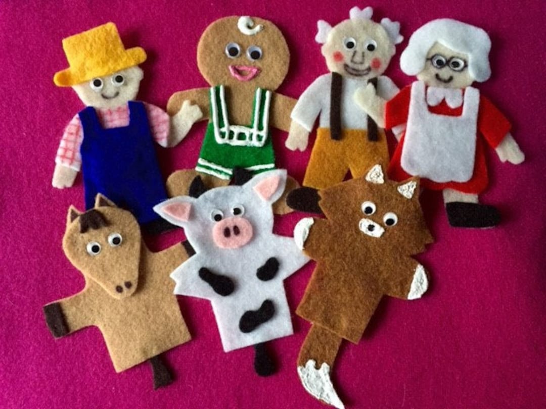 Handcrafted Felt Finger Puppets to Accompany the Gingerbread Man Story ...