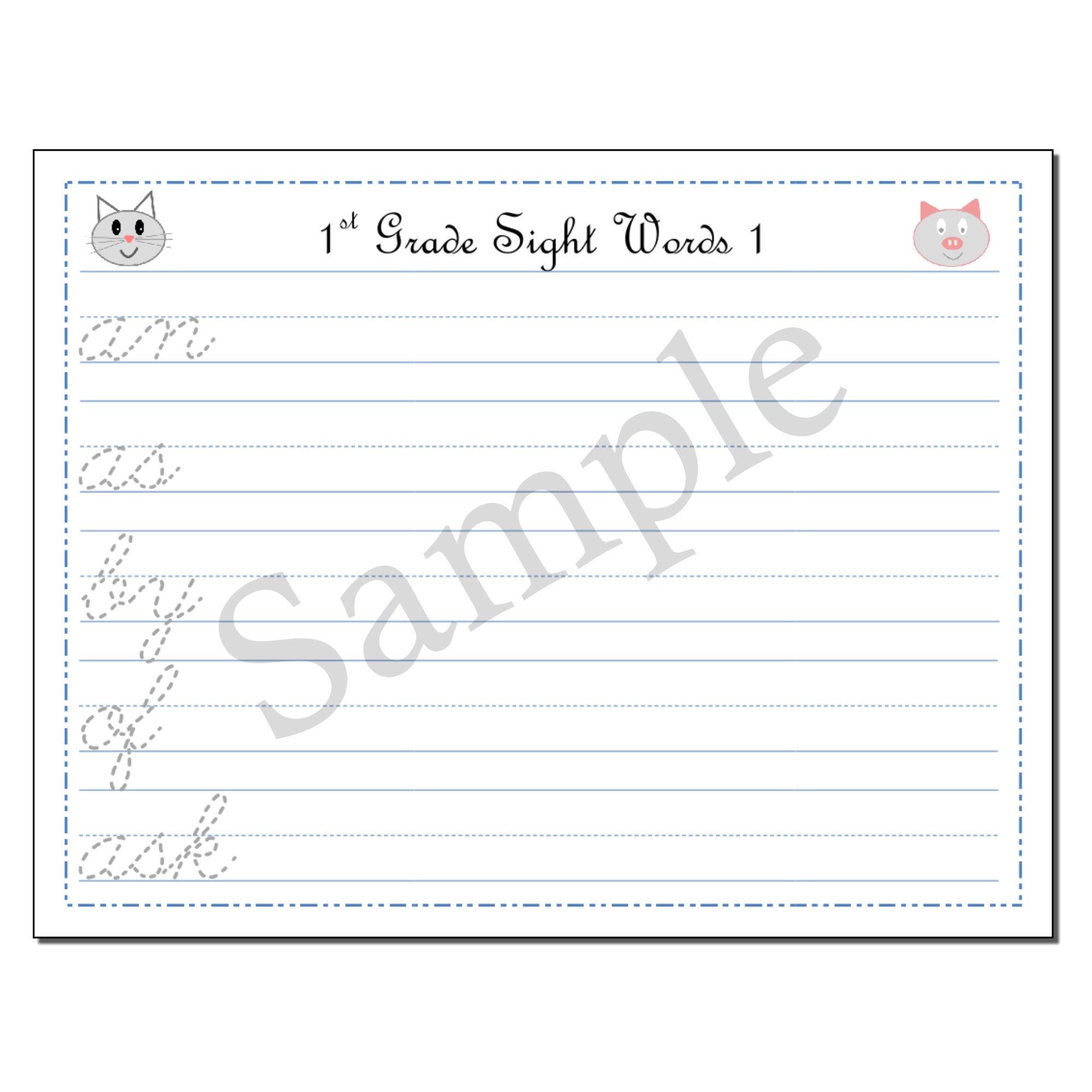 1st Grade Sight Words Cursive Handwriting Worksheets - Etsy