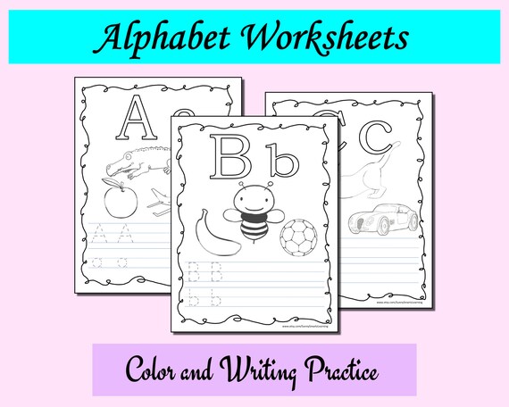 Alphabet Color and Handwriting Worksheets for - Etsy