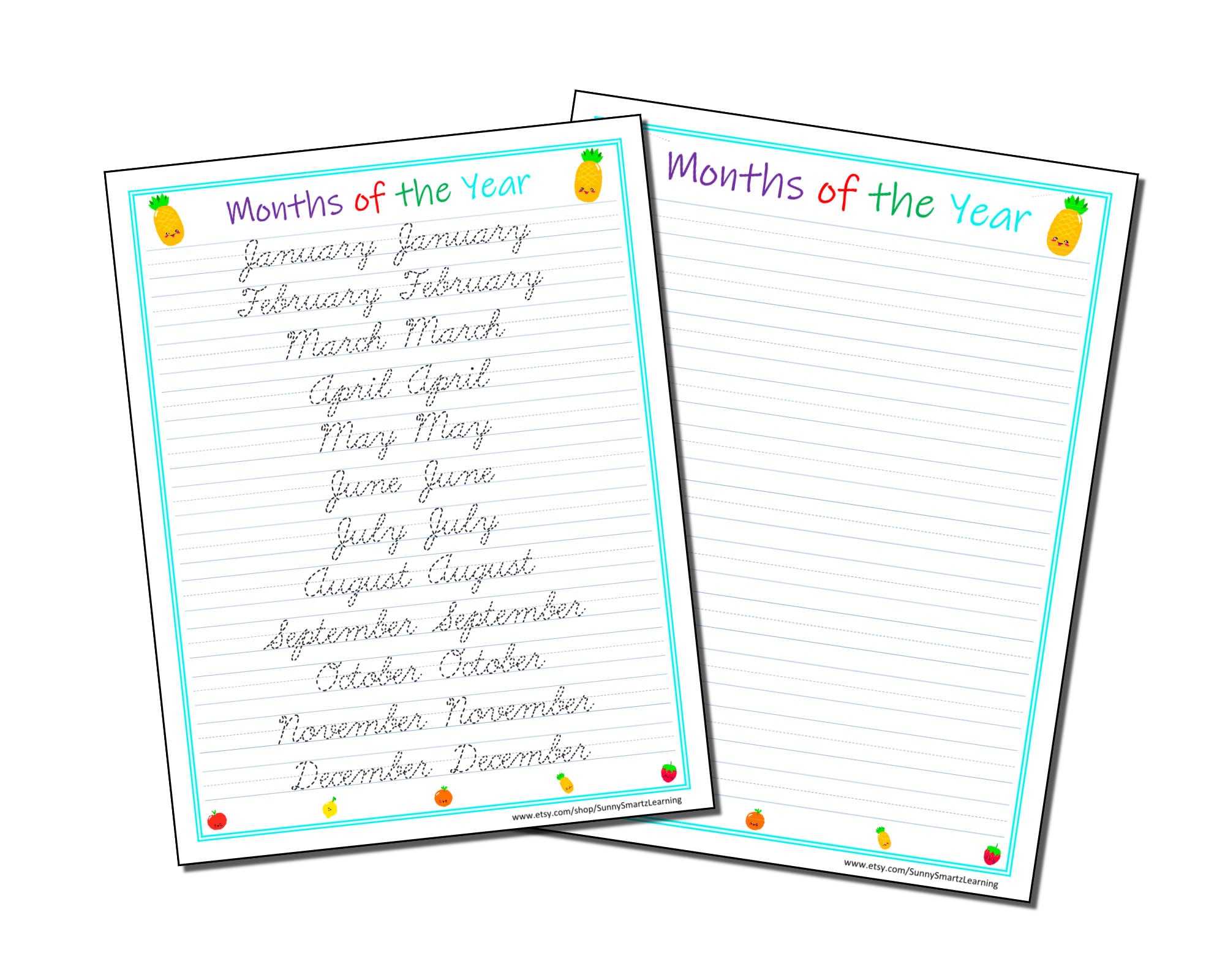 Days and Months Cursive Handwriting Worksheets; Pre-k, Kindergarten ...