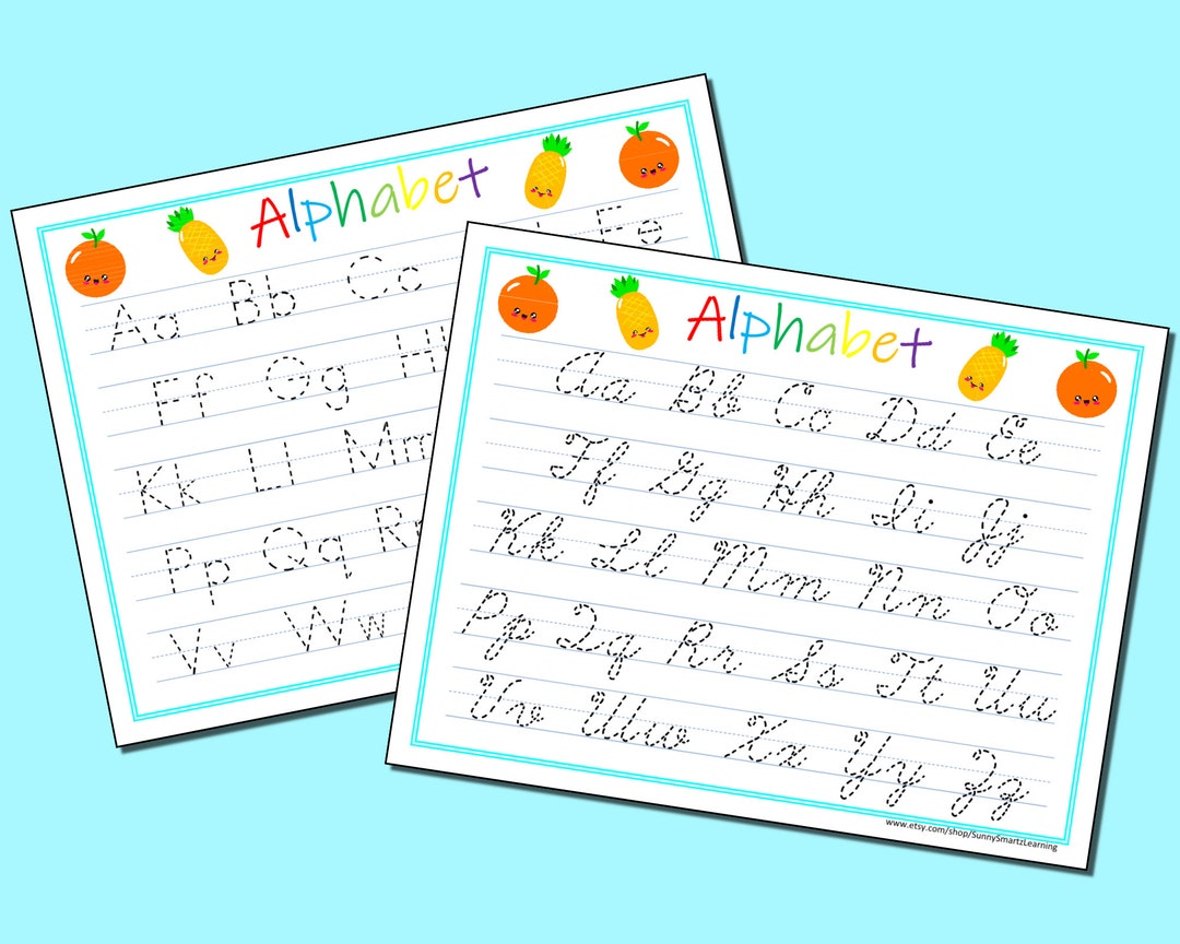 Alphabet Handwriting Worksheets, Cursive and Print; Prek, Kindergarten ...