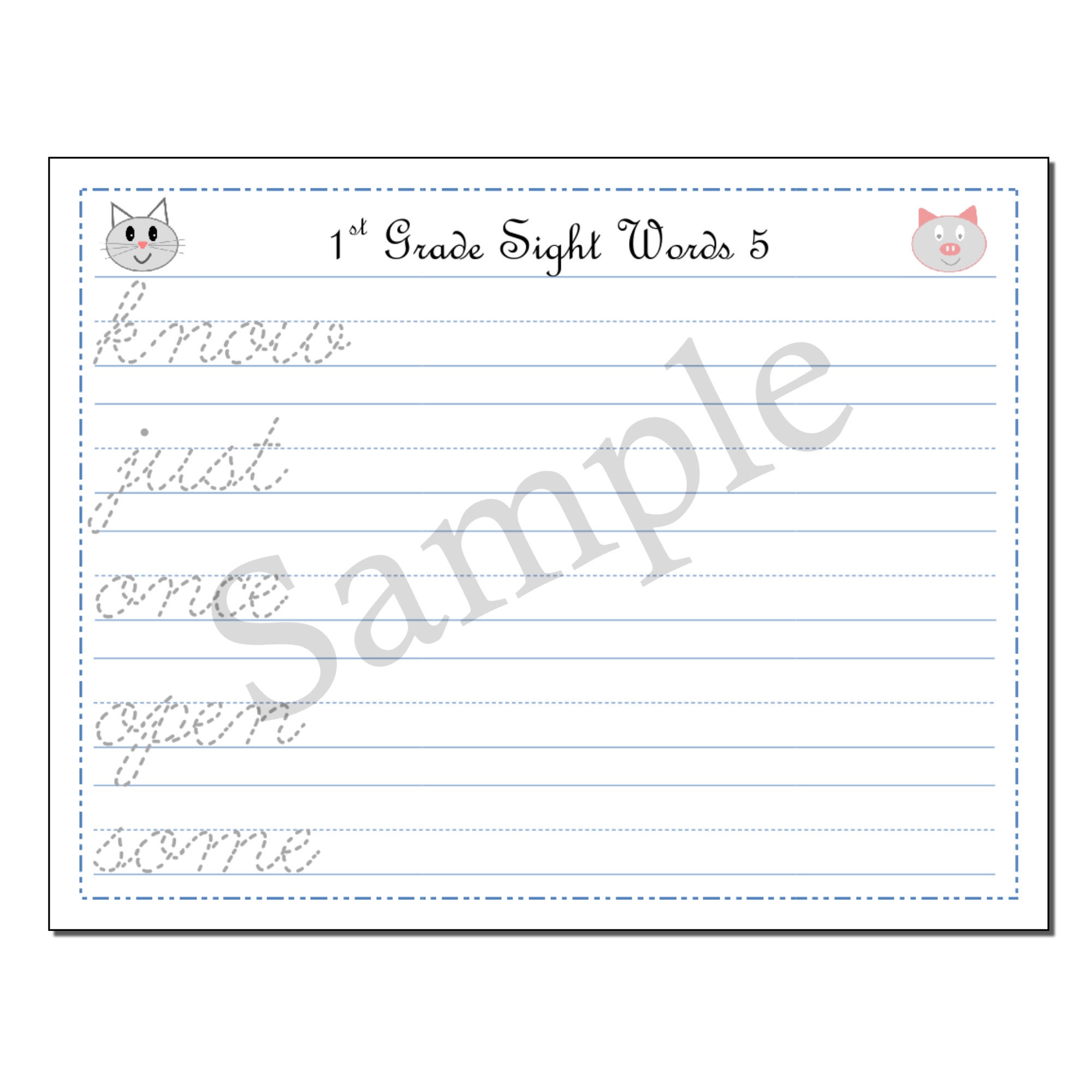 1st Grade Sight Words Cursive Handwriting Worksheets - Etsy