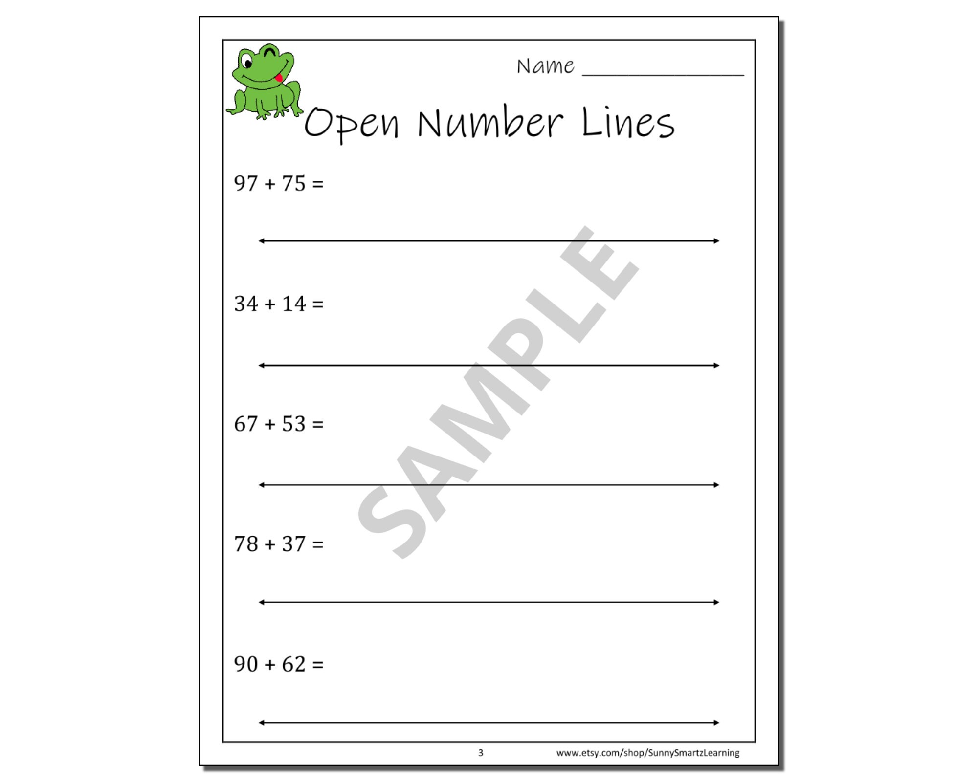 10 Open Number Line Addition Subtraction Worksheets Double Etsy