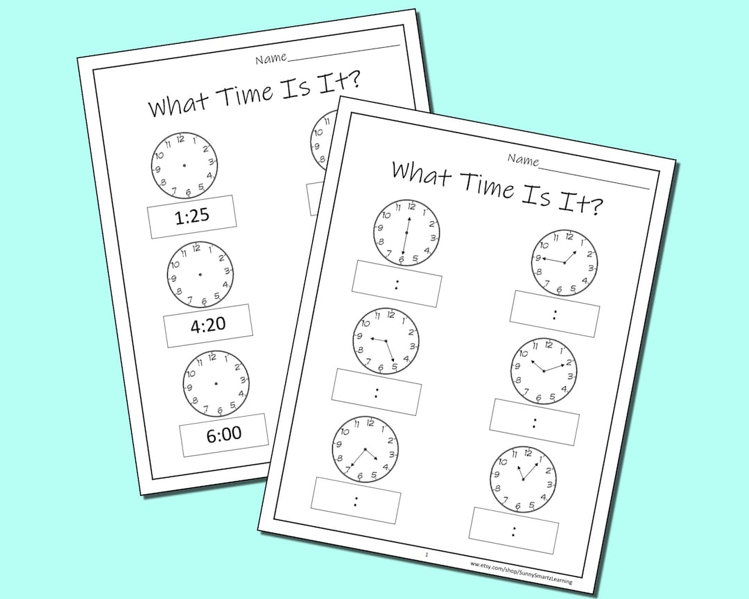 10 Telling Time Worksheets; Pre-k, Kindergarten, 1st Grade, 2nd Grade ...