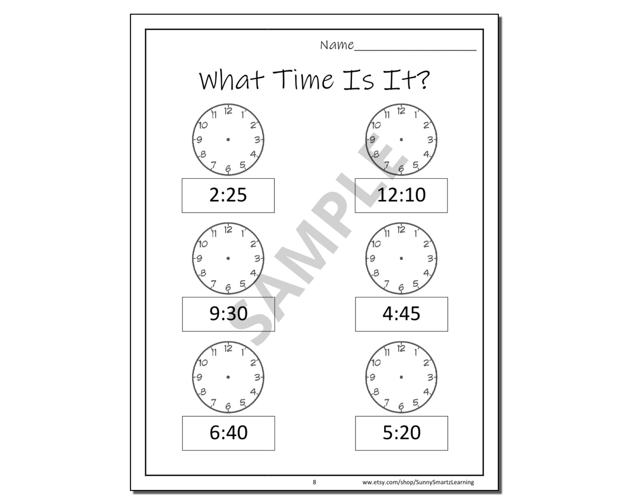 10 Telling Time Worksheets; Pre-k, Kindergarten, 1st Grade, 2nd Grade ...