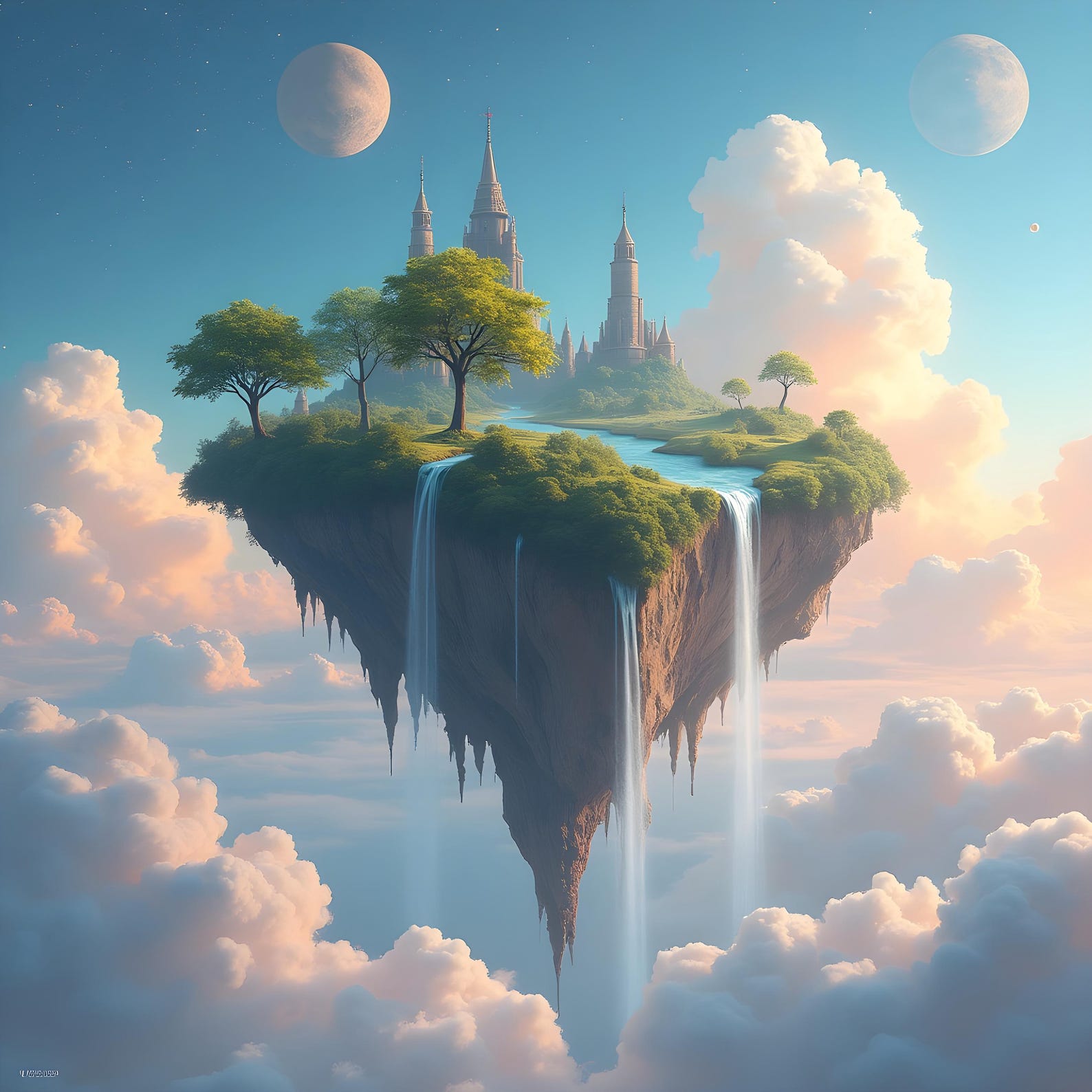 Floating Castle Fantasy Art Print – Surreal Dreamscape Digital Download ...