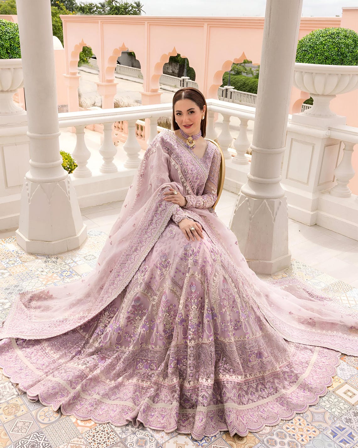 Lilac Heavy Pakistani Indian Wedding Maxi, Latest Bridal Party Dress ...