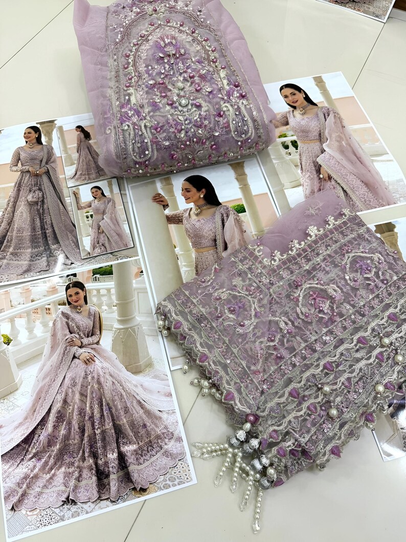Lilac Heavy Pakistani Indian Wedding Maxi, Latest Bridal Party Dress ...