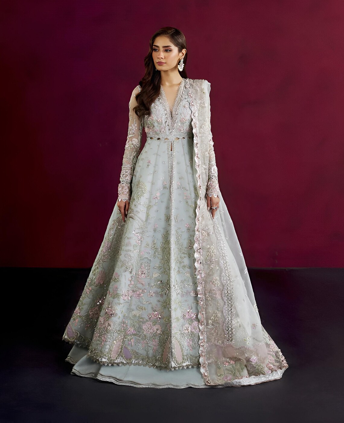 Pakistan Indian Women Maxi, Maria B Designer, Hand Made Lehenga, Fully ...