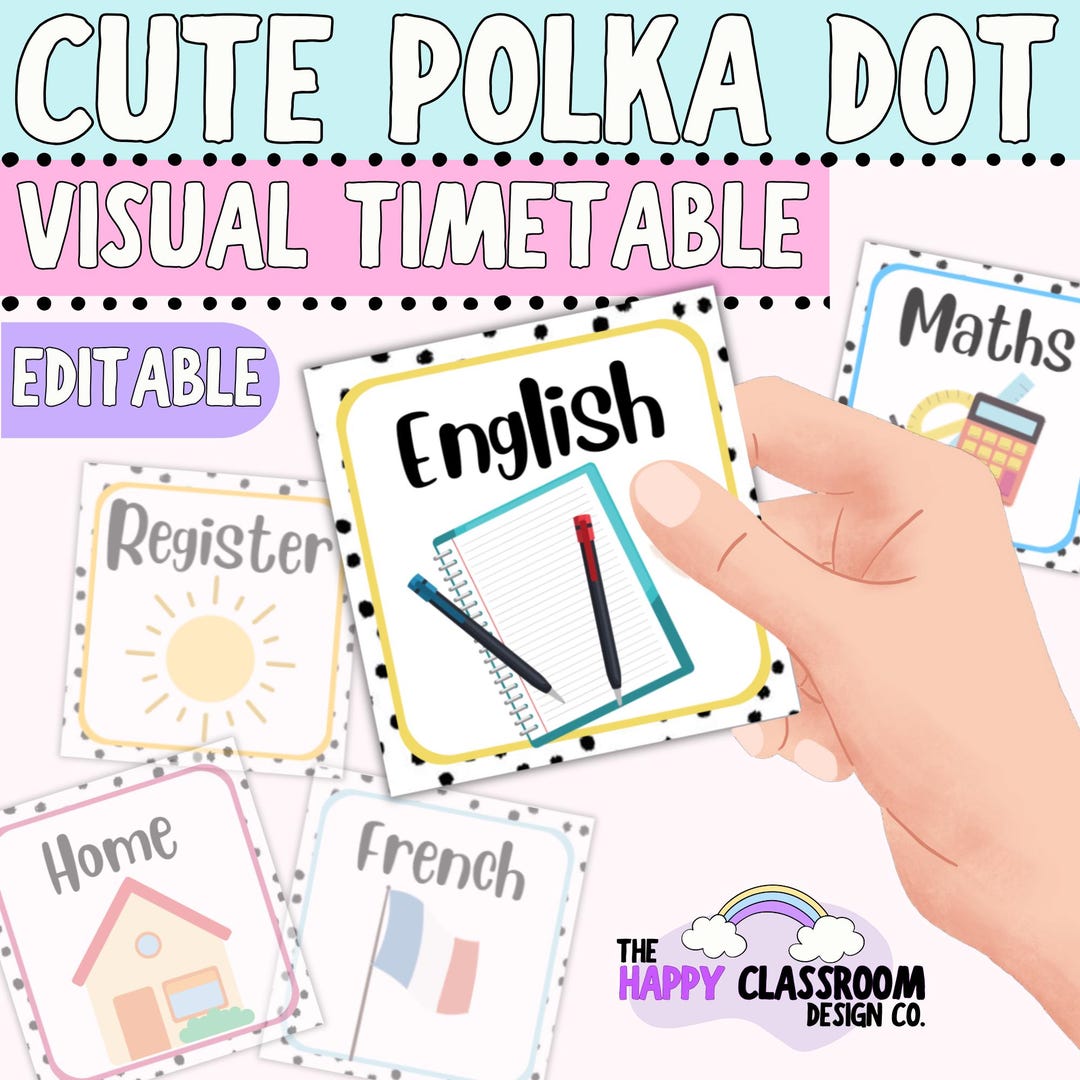 Polka Dot Visual Timetable: Editable Classroom Decor (digital Download ...
