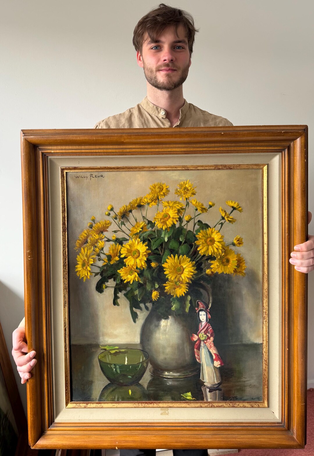 Willy Fleur (1888-1967) Original Oil Painting Floral Still Life Signed ...