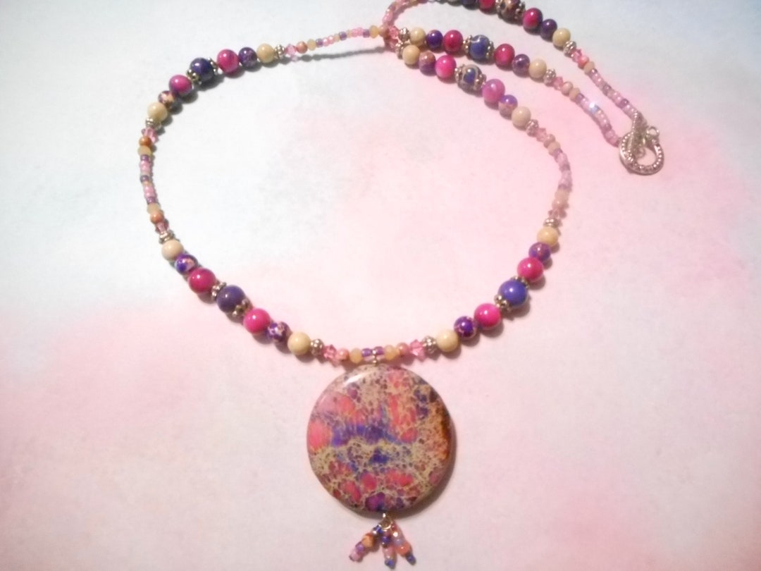 Stunning Pink and Purple Sea Sediment Jasper Necklace - Etsy