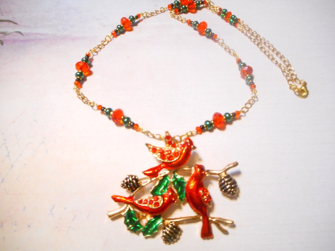 New Stunning Red Cardinal Bird Chain Necklace - Etsy