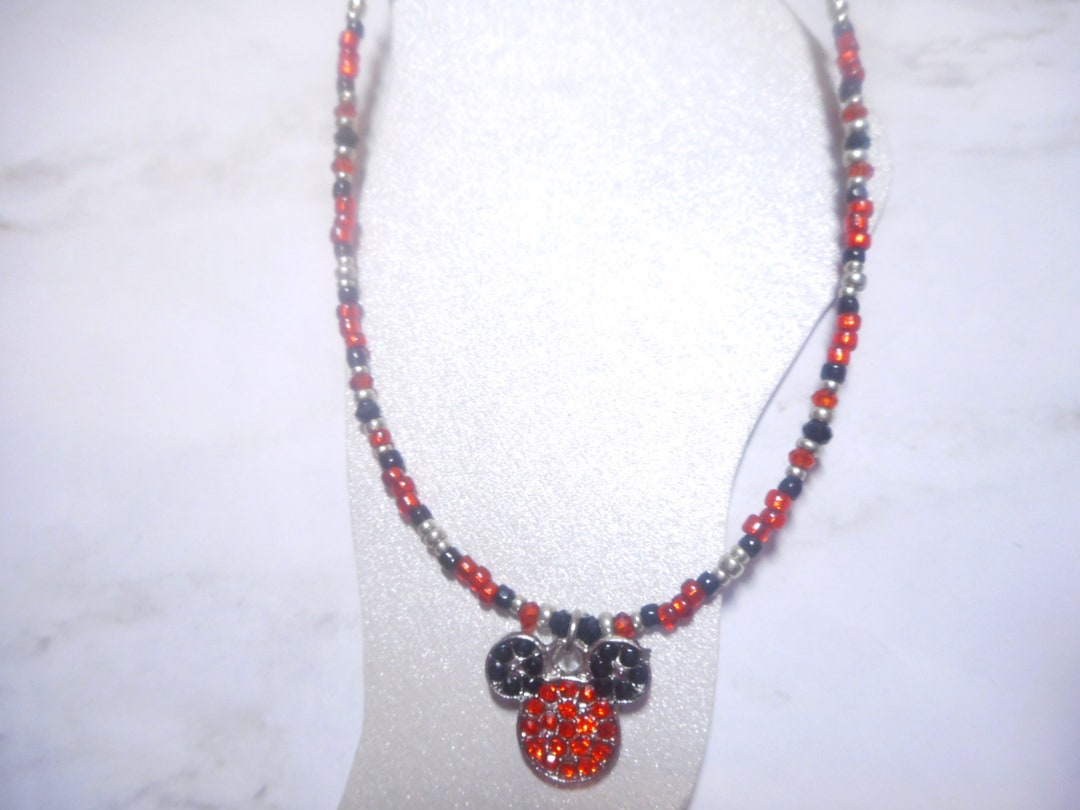 Stunning Red, Black, and Silver Crystal Mickey Mouse Head Ankle ...