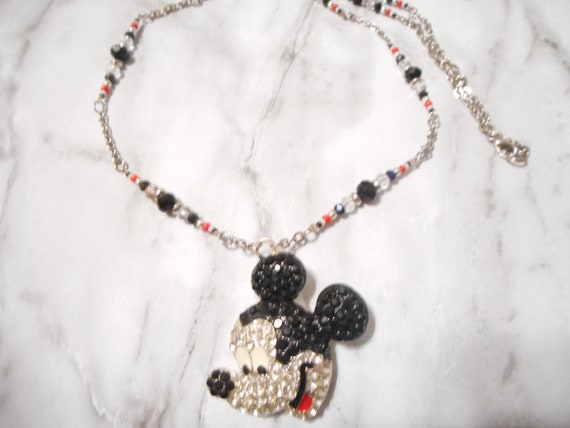 Mickey Mouse Head Rhinestone Pendants Glitter Mickey Key Holder