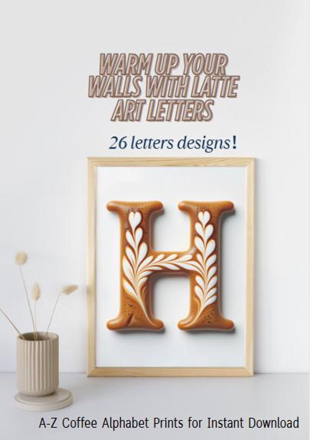 Coffee Latte Art Alphabet Print: A-Z Kitchen Typography (digital ...