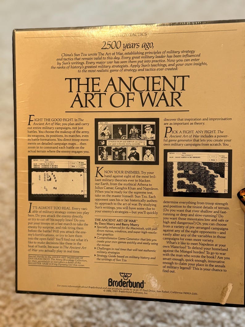 Vintage the Ancient Art of War PC Game - Broderbund IBM 1984 - Etsy