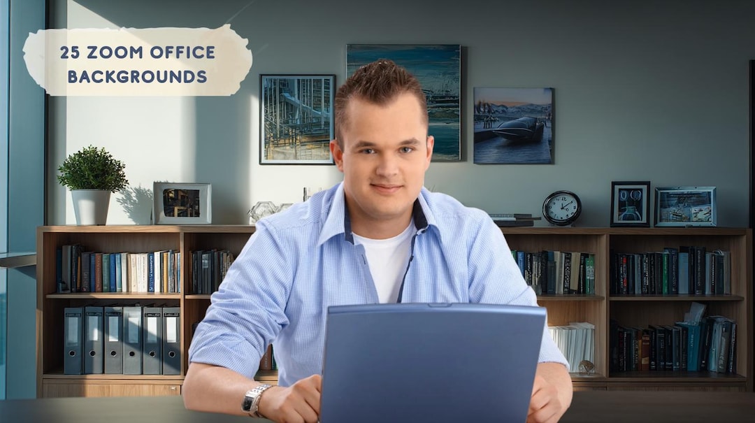 Professional Zoom Office Backgrounds | 25 Virtual Home Office Digital ...