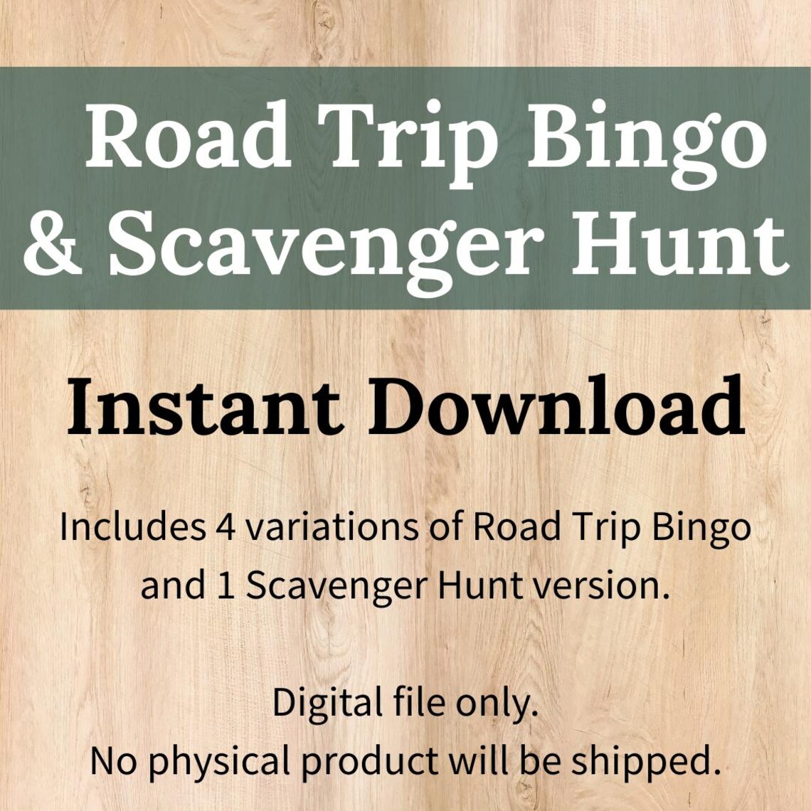 Road Trip Bingo (for Older Kids and Adults) With Scavenger Hunt Version ...