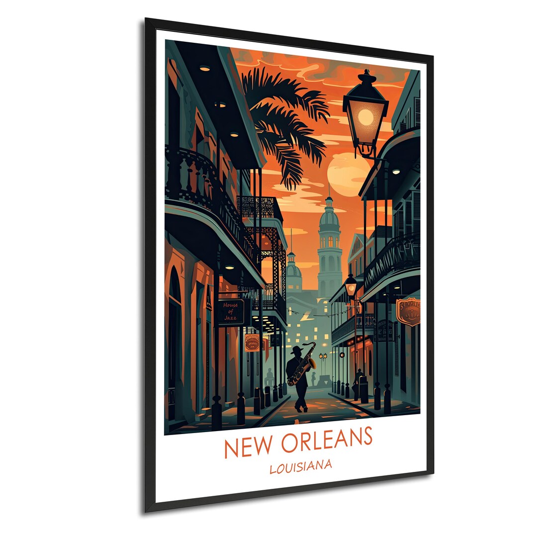 New Orleans Louisiana Travel Poster – Retro Wall Art Print – USA Decor ...