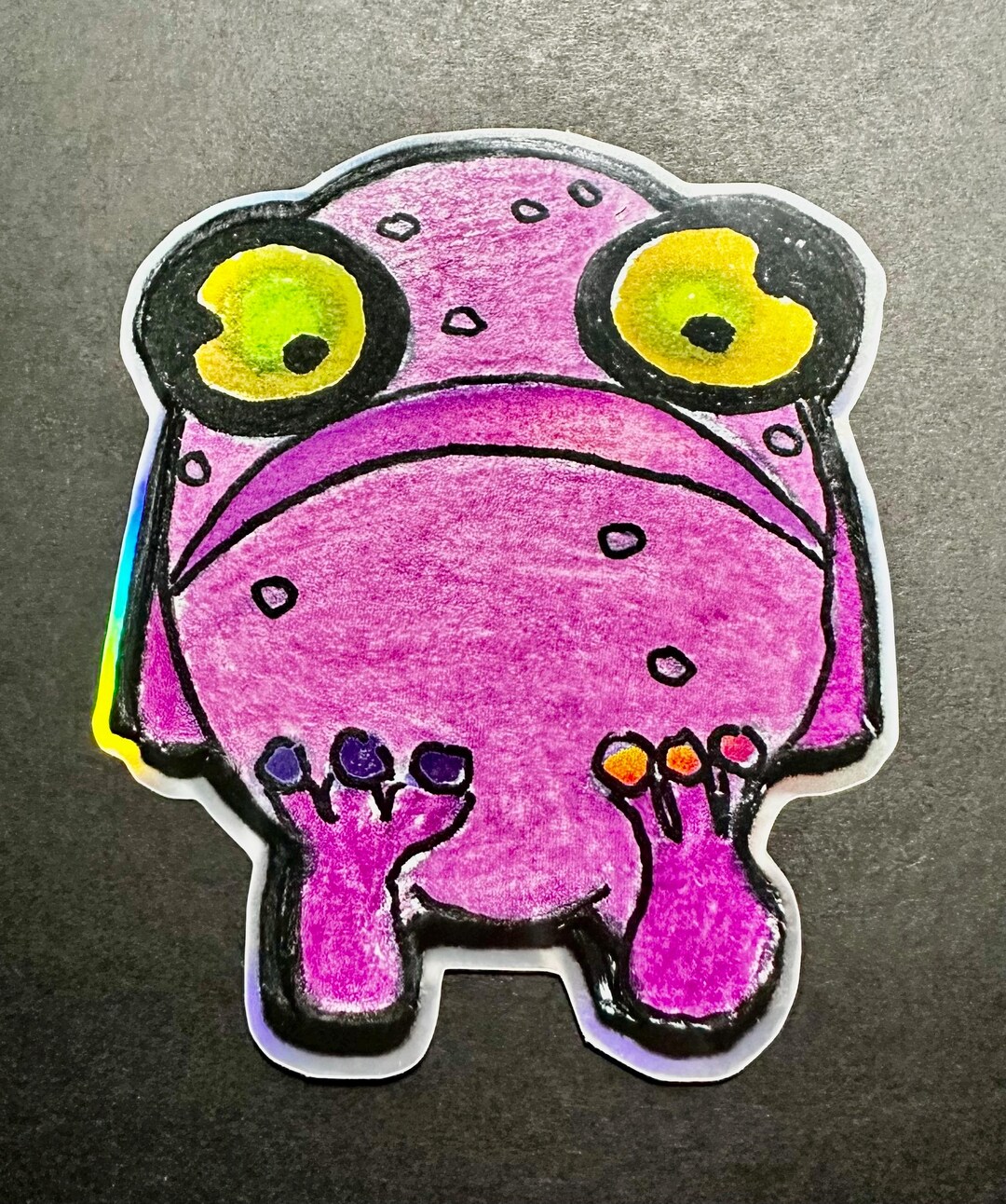 Die Cut Holographic Pink Frog Sticker - Etsy