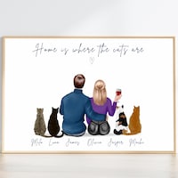 Personalized Cat Family Portrait Print: Custom Cat Art - Etsy